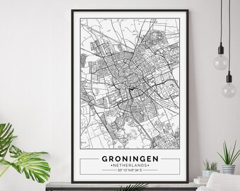 Groningen Map Print - Etsy