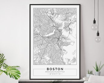 Boston Map Poster | Etsy