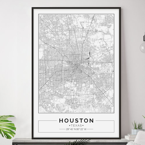 Houston Map 8x8 Letterpress beautiful simple neighborhood map Prints ...