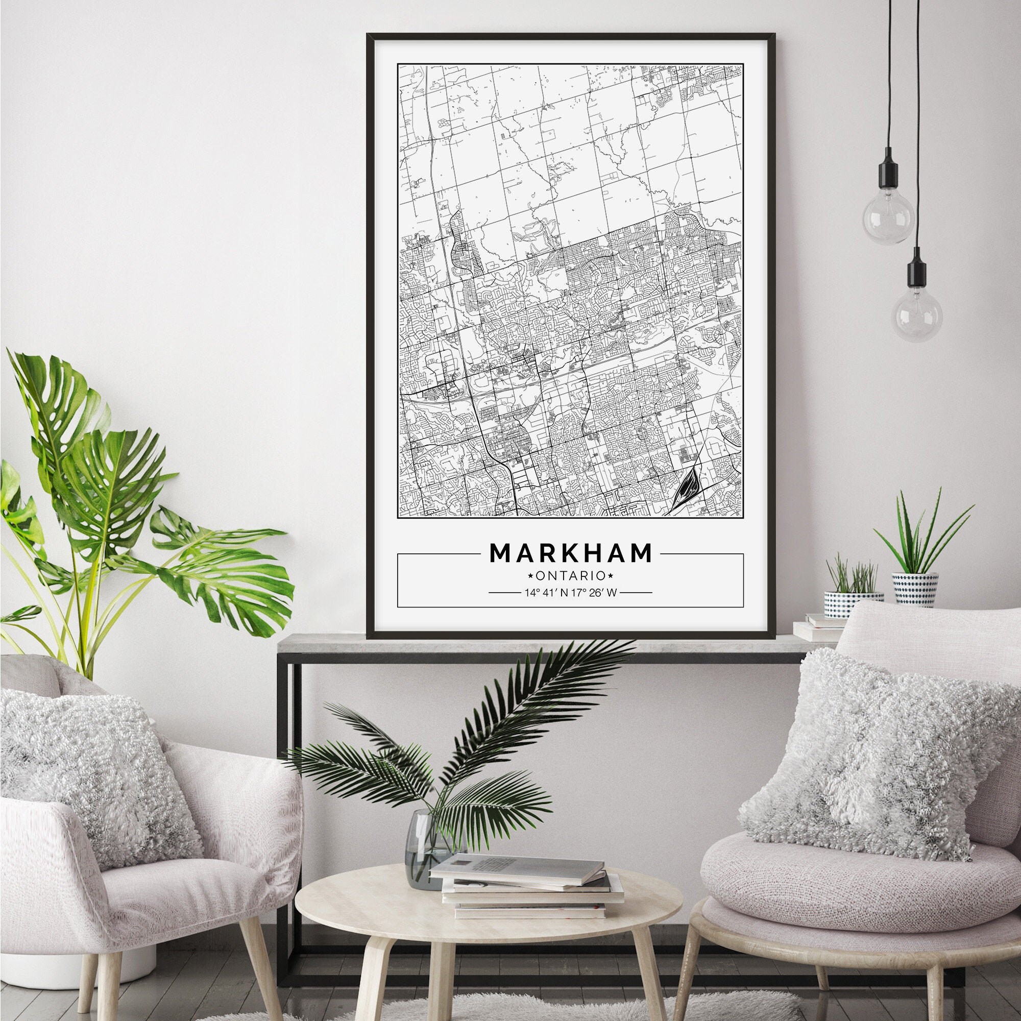 Markham map print Markham ON map poster Markham wall art | Etsy