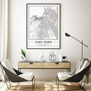 Cape Town Map Print Cape Town Map Poster Cape Town Wall Art - Etsy