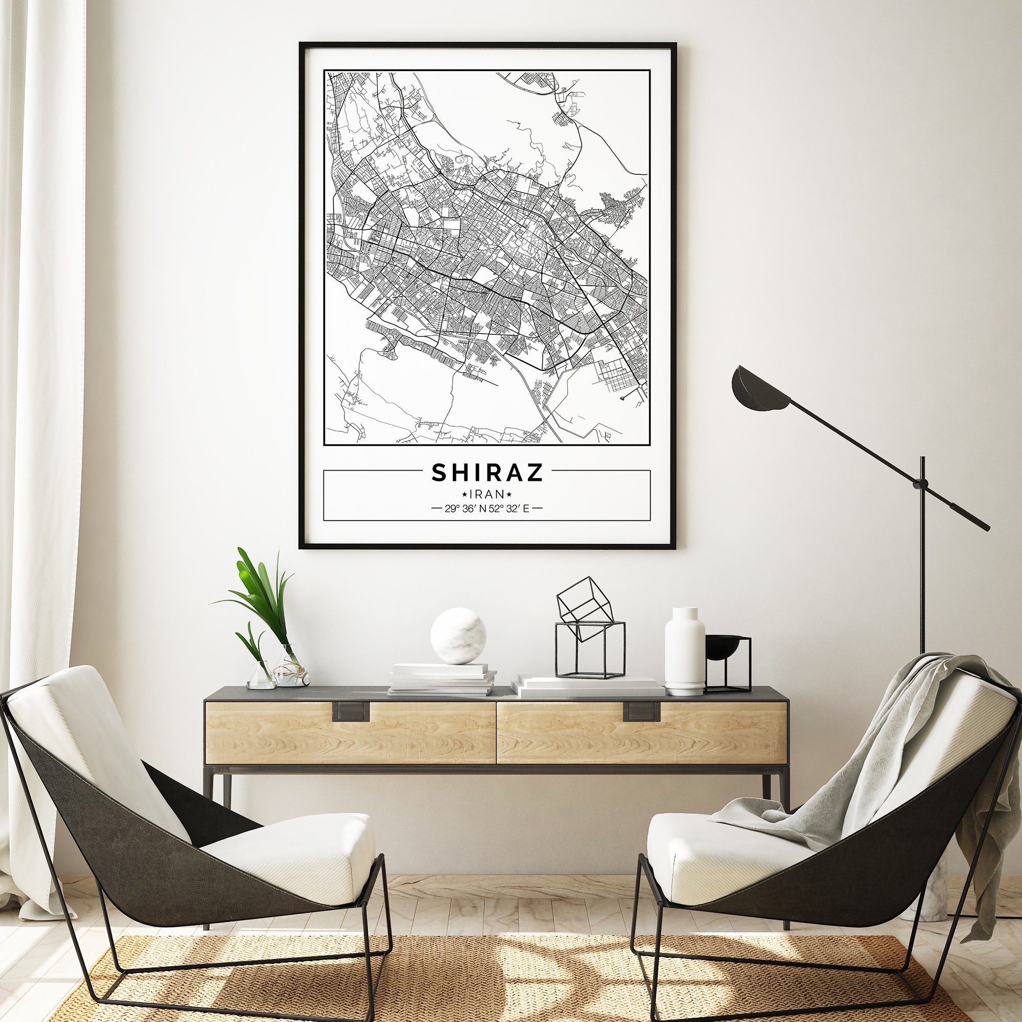 Shiraz Map Print Shiraz Map Poster Shiraz Wall Art Shiraz Etsy