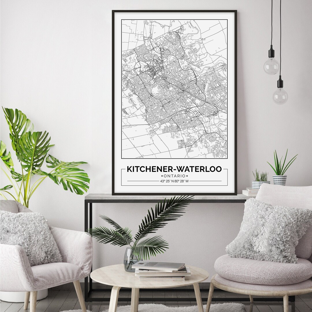Kitchener-waterloo Map Print Kitchener-waterloo Map Poster - Etsy