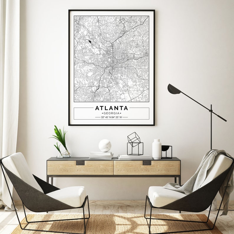 Atlanta Map Print Atlanta Map Poster Atlanta Wall Art - Etsy