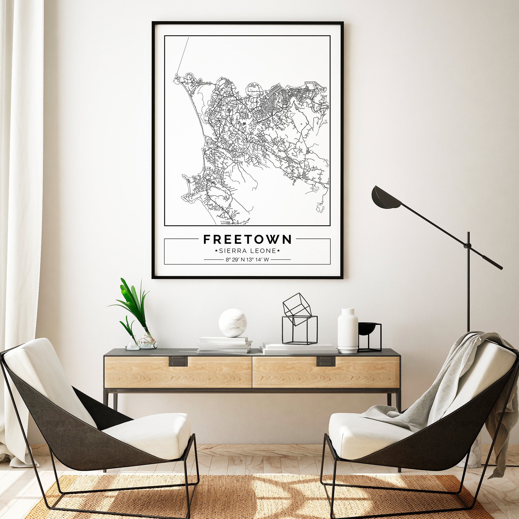 Freetown Map Print Freetown Map Poster Freetown Wall Art | Etsy