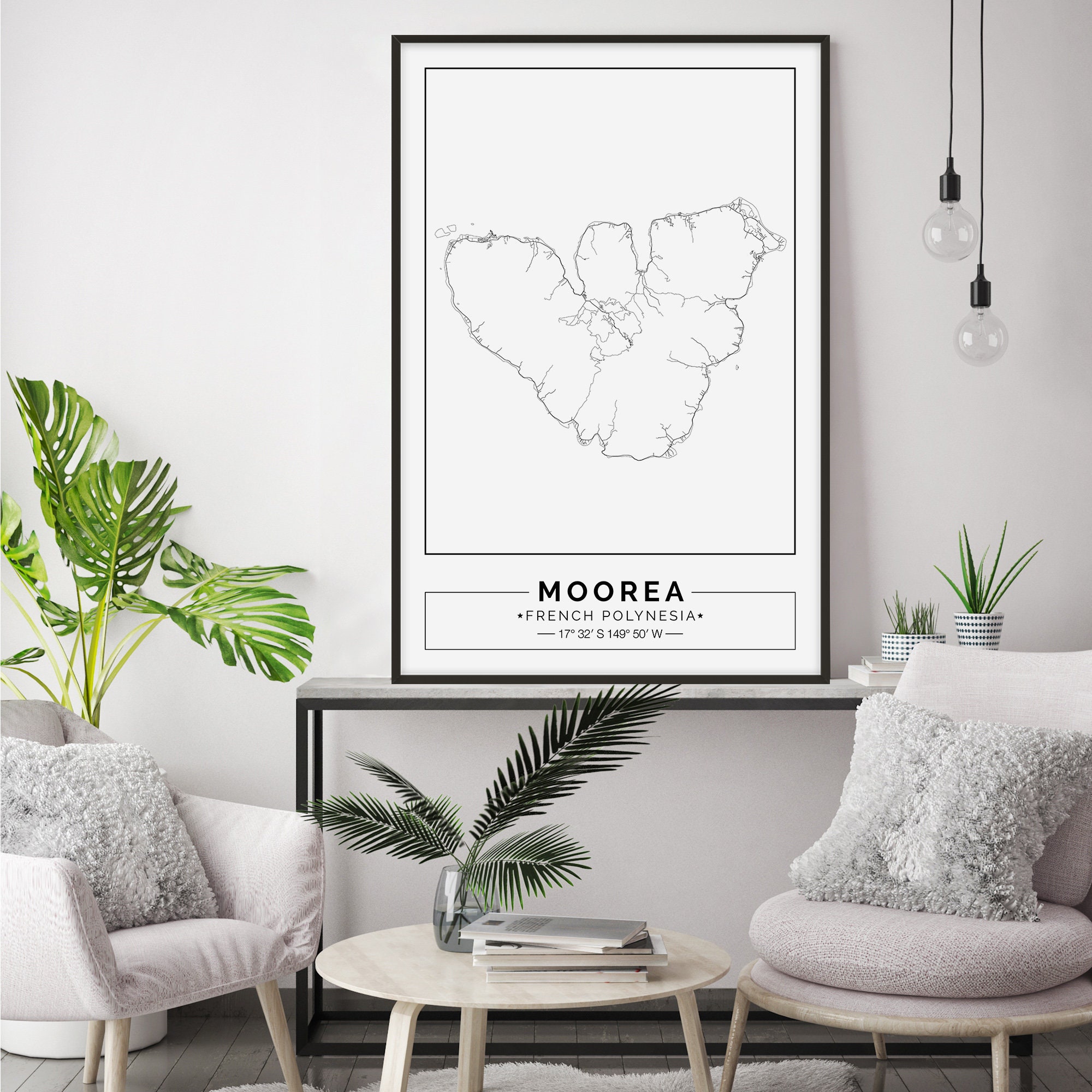 Moorea Map Print Moorea Map Poster Moorea Wall Art Moorea - Etsy