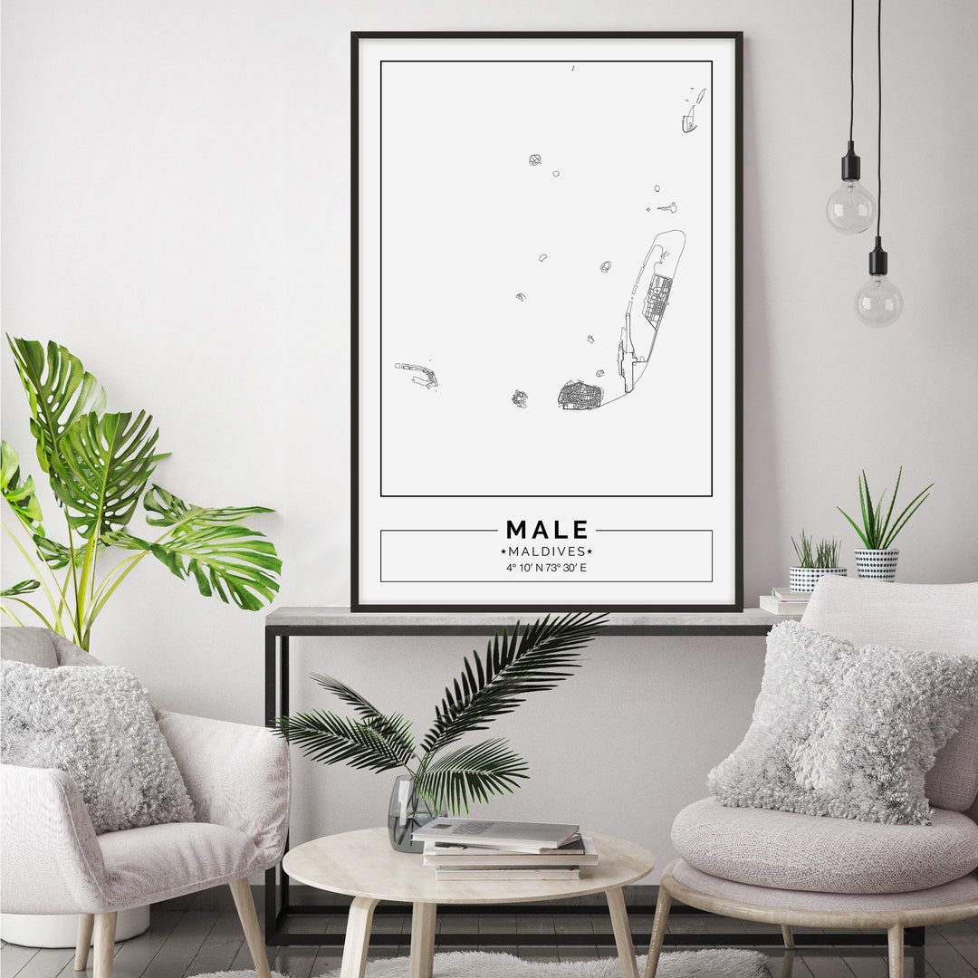 Male Map Print Male Map Poster Male Wall Art Male Maldives - Etsy
