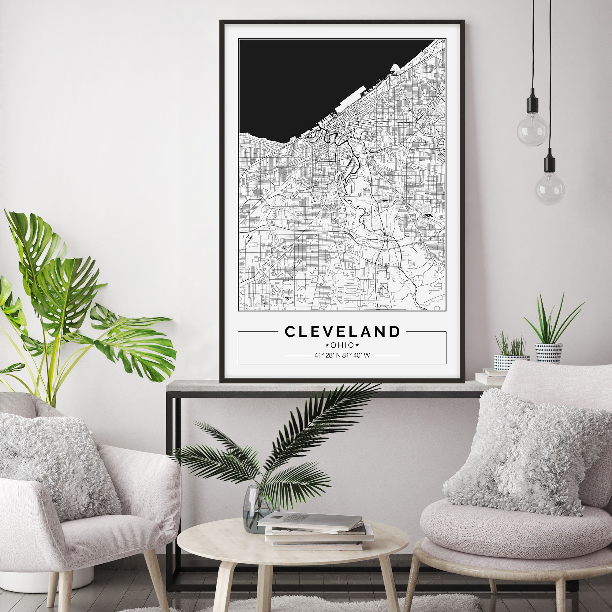 Cleveland map print Cleveland map poster Cleveland wall | Etsy