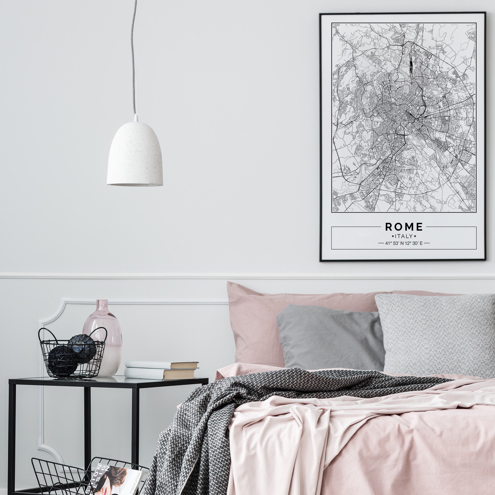 Rome Map Print Rome Map Poster Rome Wall Art Rome Italy Art | Etsy