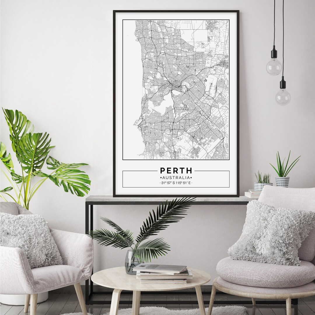 Perth Map Print Perth Map Poster Perth Wall Art Perth - Etsy
