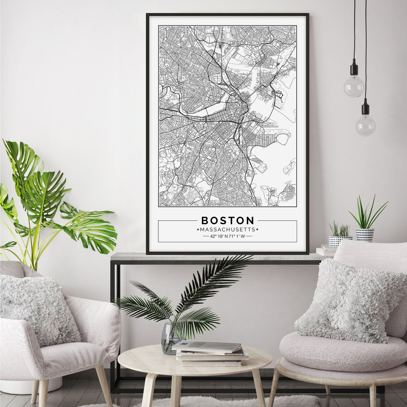 Boston Map Print Boston Map Poster Boston Wall Art Boston - Etsy