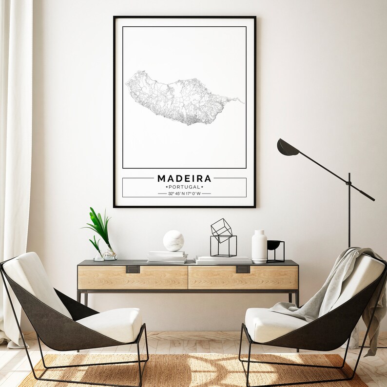 Madeira Map Print Madeira Map Poster Madeira Wall Art | Etsy