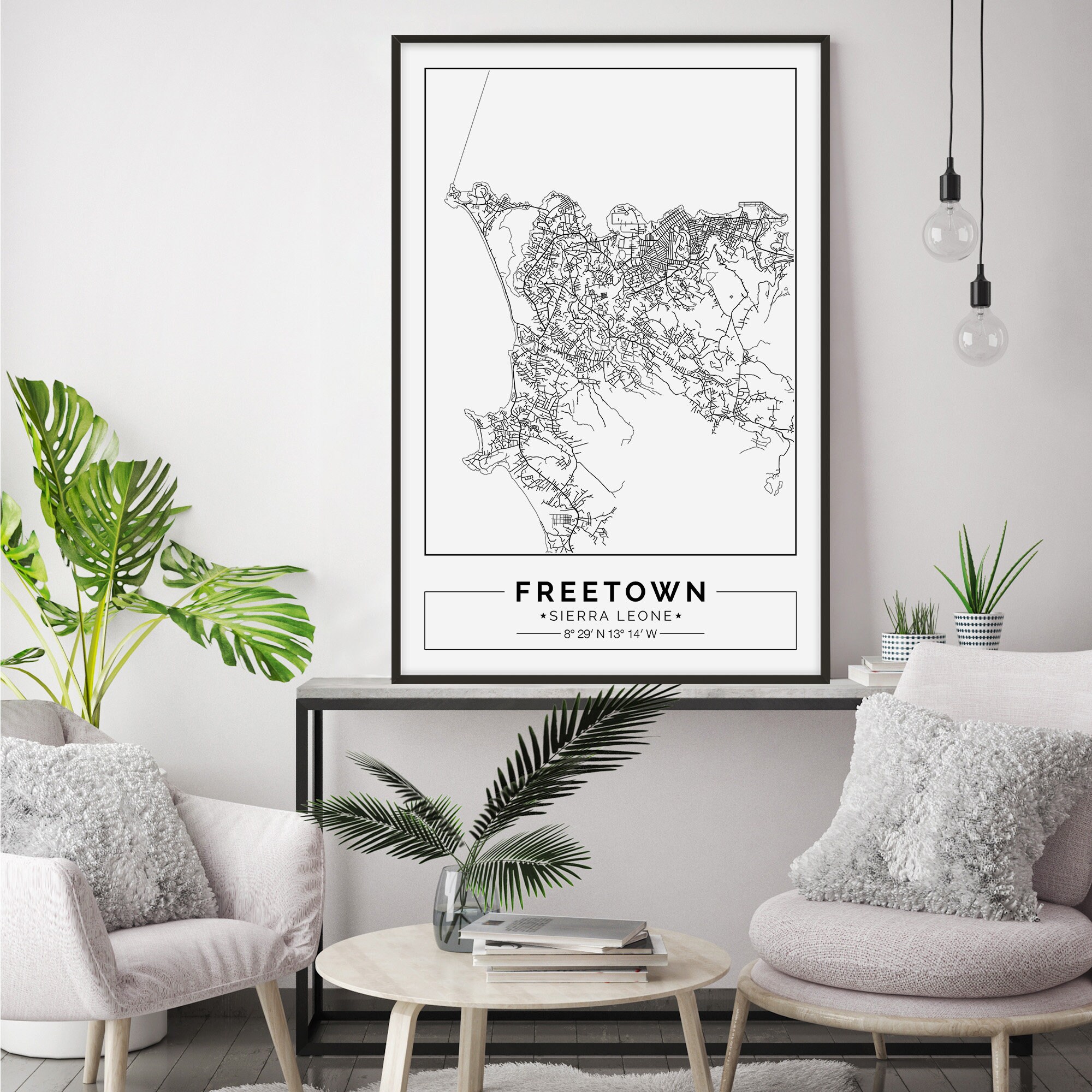 Freetown Map Print Freetown Map Poster Freetown Wall Art | Etsy