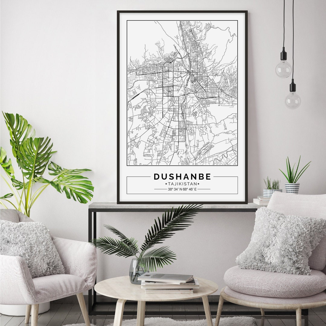 Dushanbe Map Print Dushanbe Map Poster Dushanbe Wall Art - Etsy