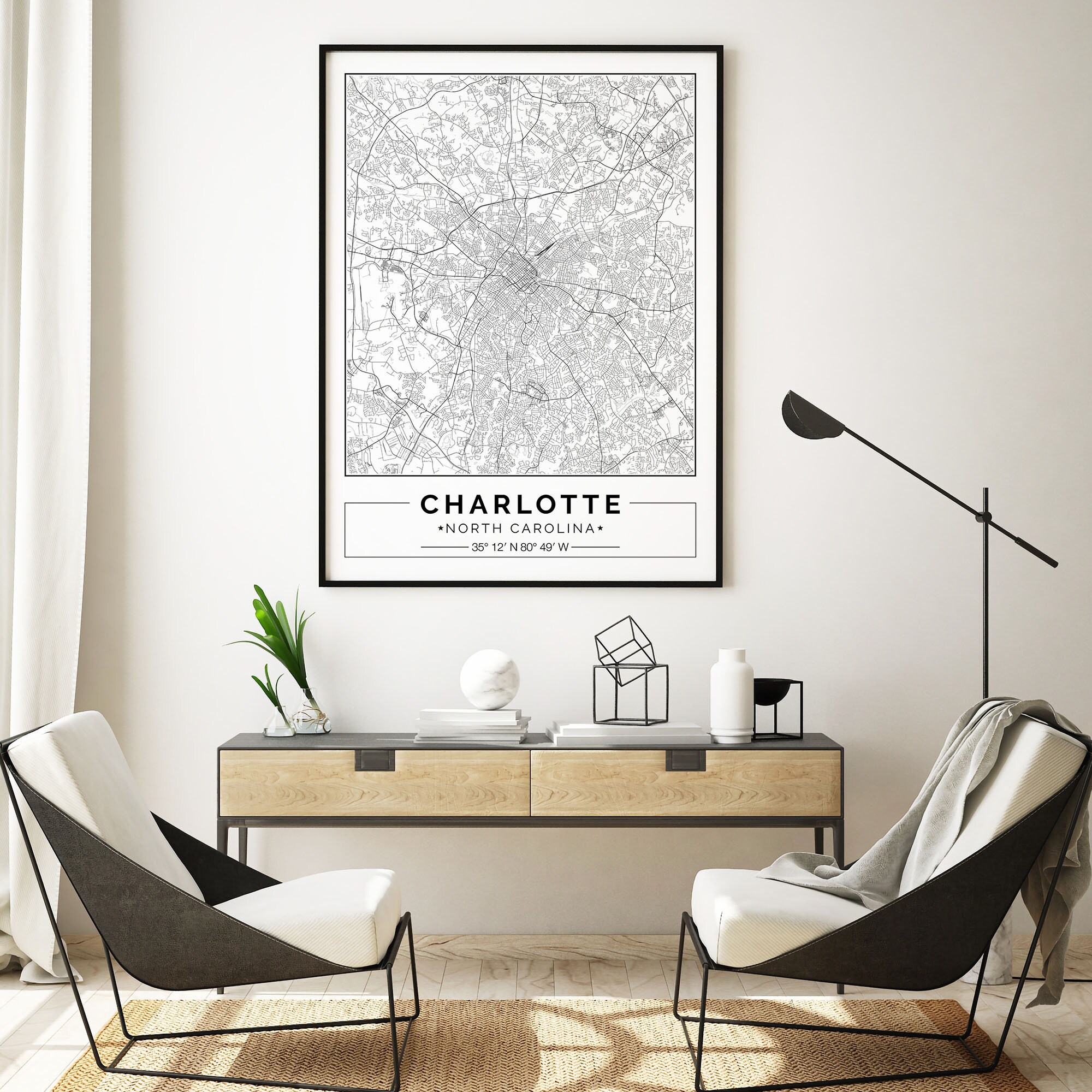 Charlotte Map Print Charlotte Map Poster Charlotte Wall Art | Etsy