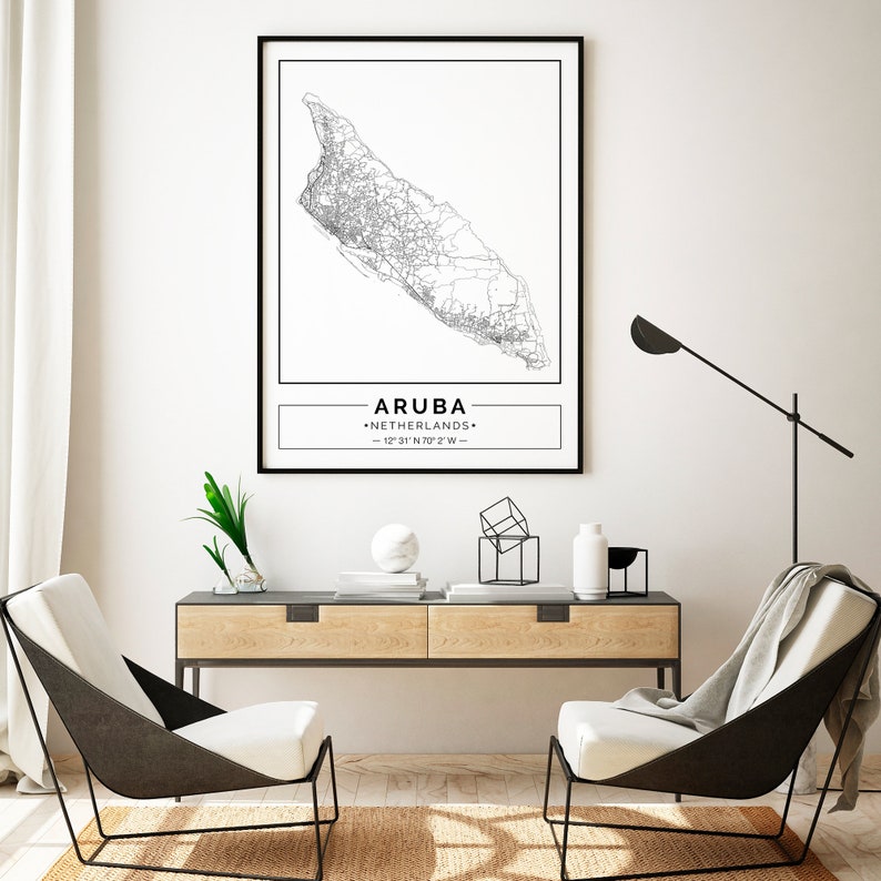 Aruba Map Print Aruba Map Poster Aruba Wall Art Aruba - Etsy