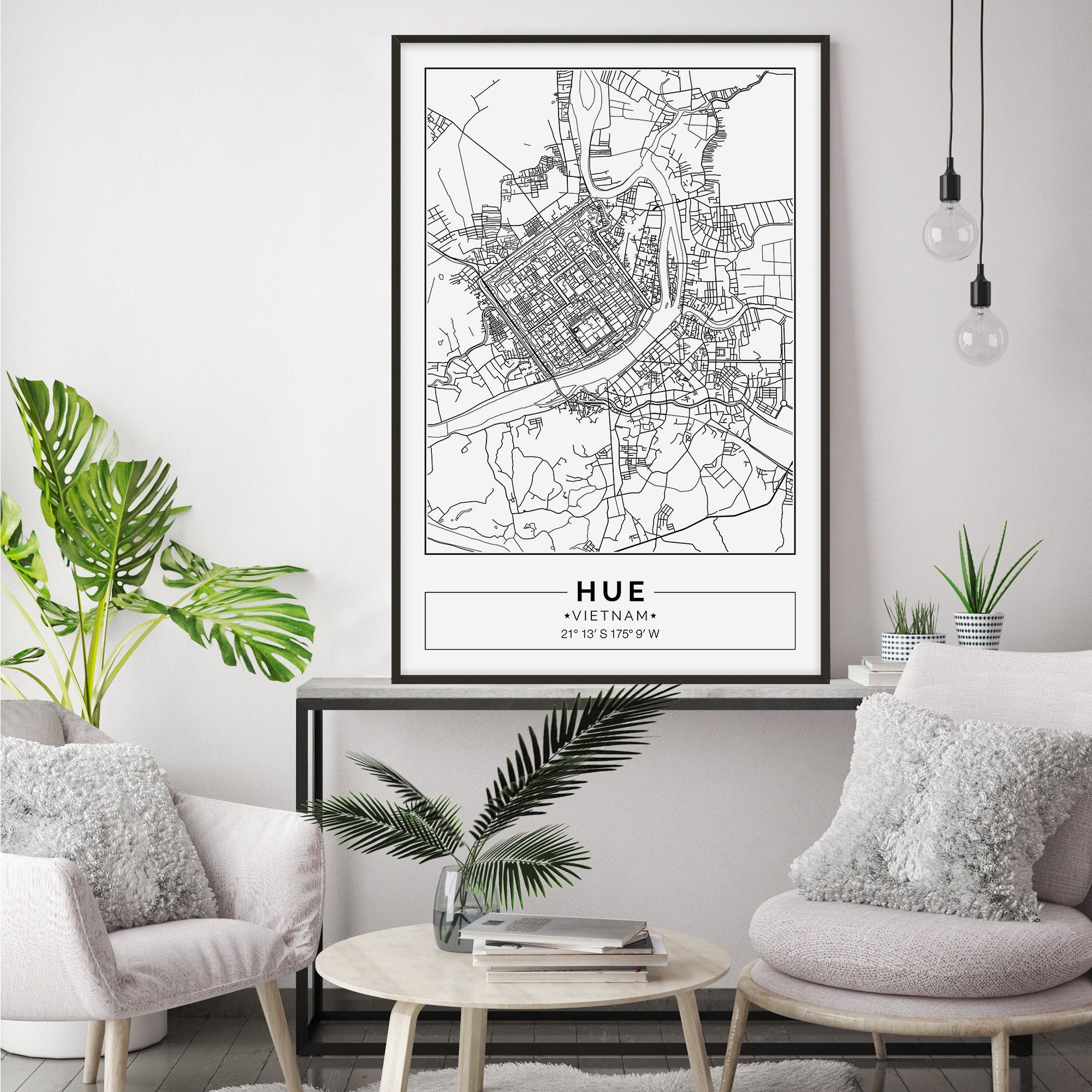 Hue map print Hue map poster Hue wall art Hue Vietnam art | Etsy