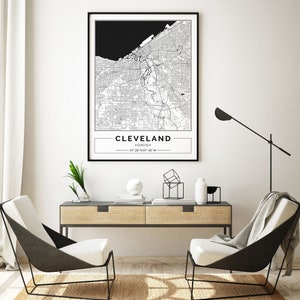Cleveland Map Print Cleveland Map Poster Cleveland Wall Art - Etsy