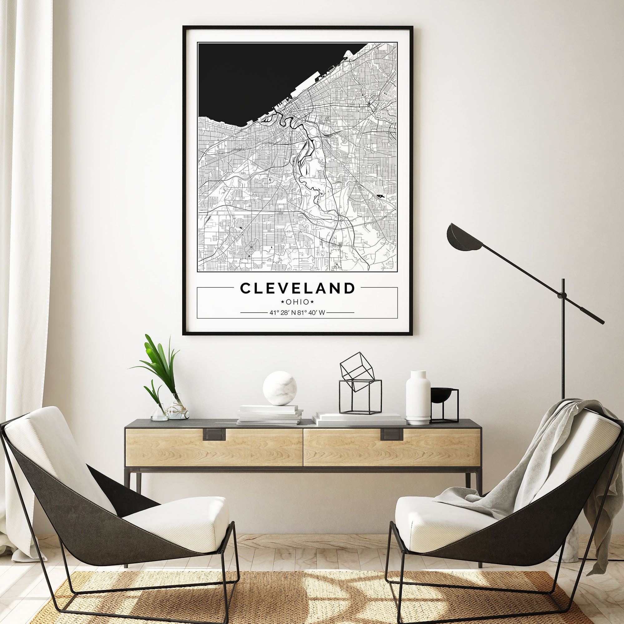 Cleveland map print Cleveland map poster Cleveland wall | Etsy