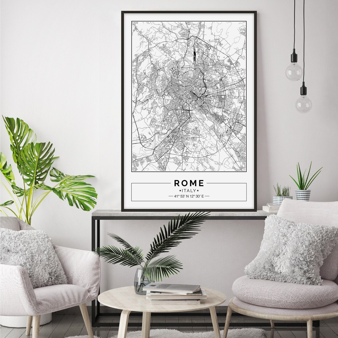 Rome Map Print Rome Map Poster Rome Wall Art Rome Italy Art - Etsy