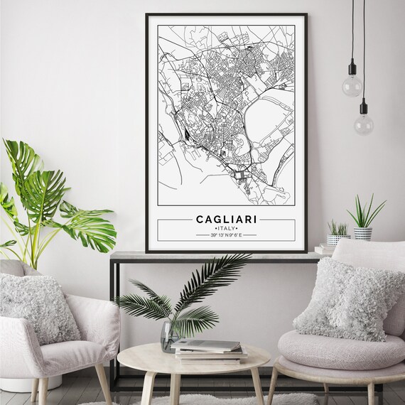 Cagliari map print Cagliari map poster Cagliari wall art | Etsy