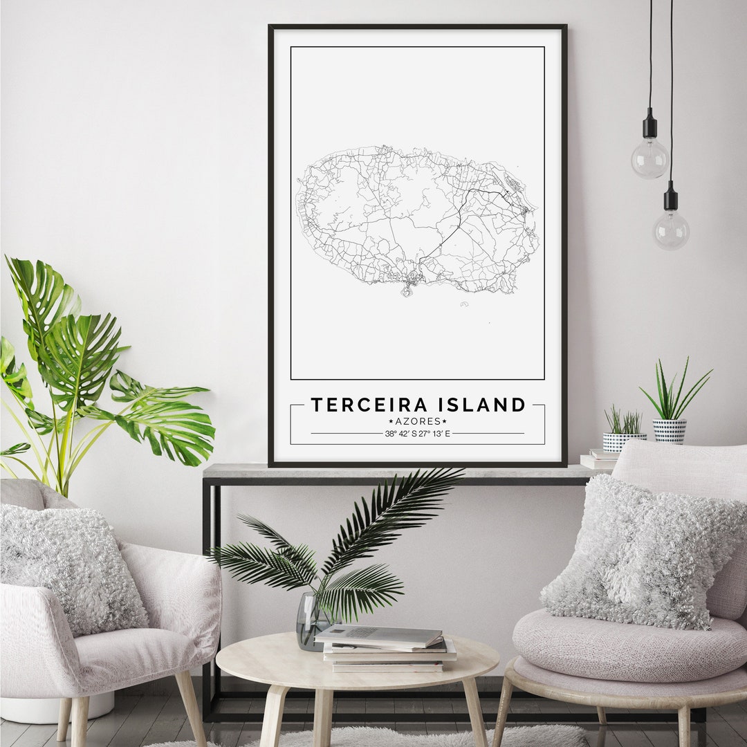 Terceira Island Map Print Terceira Island Map Poster - Etsy