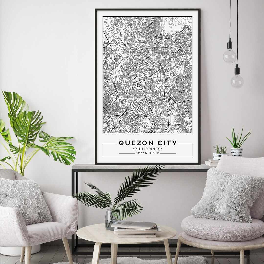 Quezon City Map Print Quezon City Map Poster Quezon City - Etsy