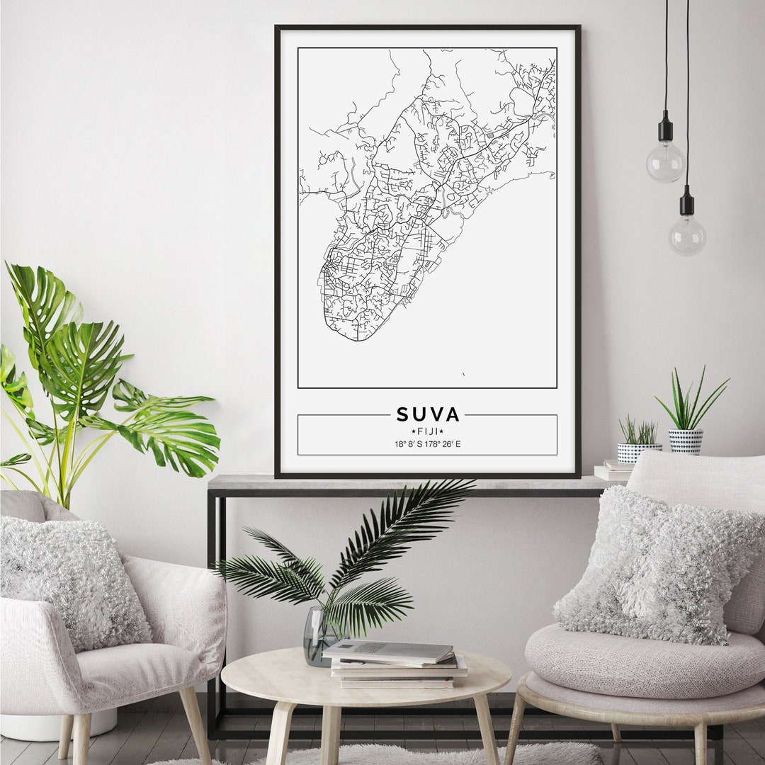 Suva Map Print Suva Map Poster Suva Wall Art Suva Fiji Art - Etsy