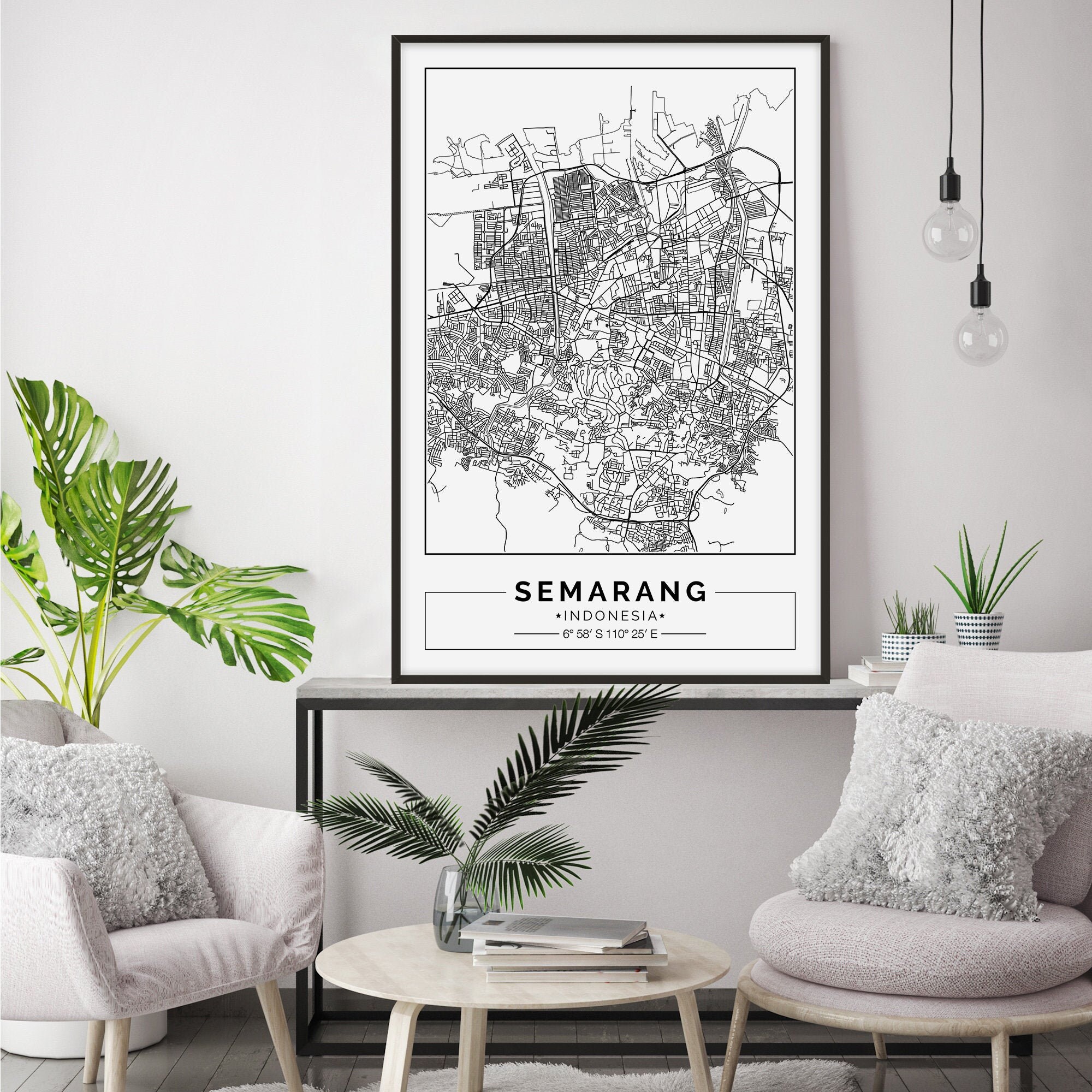 Semarang Map Print Semarang Map Poster Semarang Wall Art | Etsy