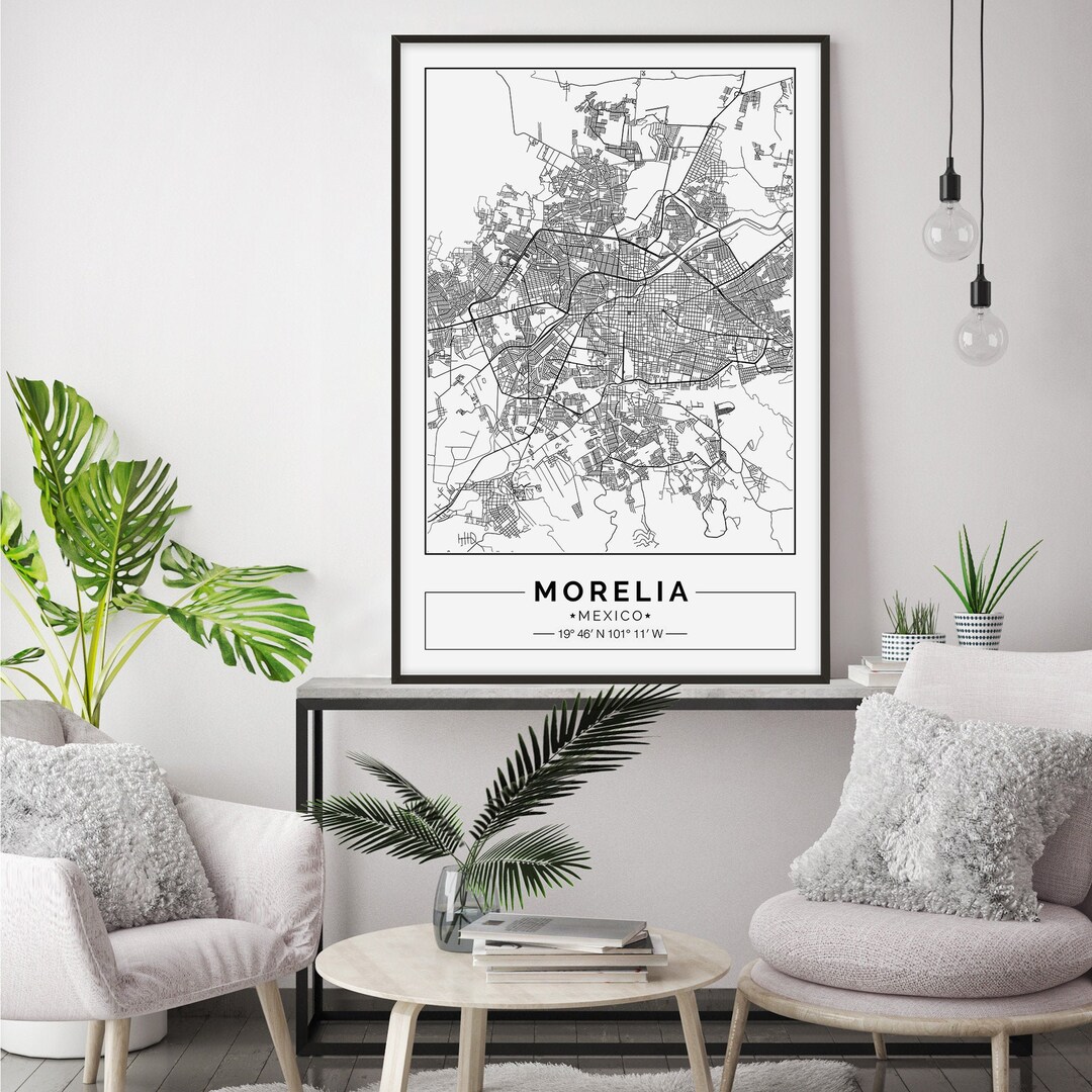 Morelia Map Print Morelia Map Poster Morelia Wall Art - Etsy