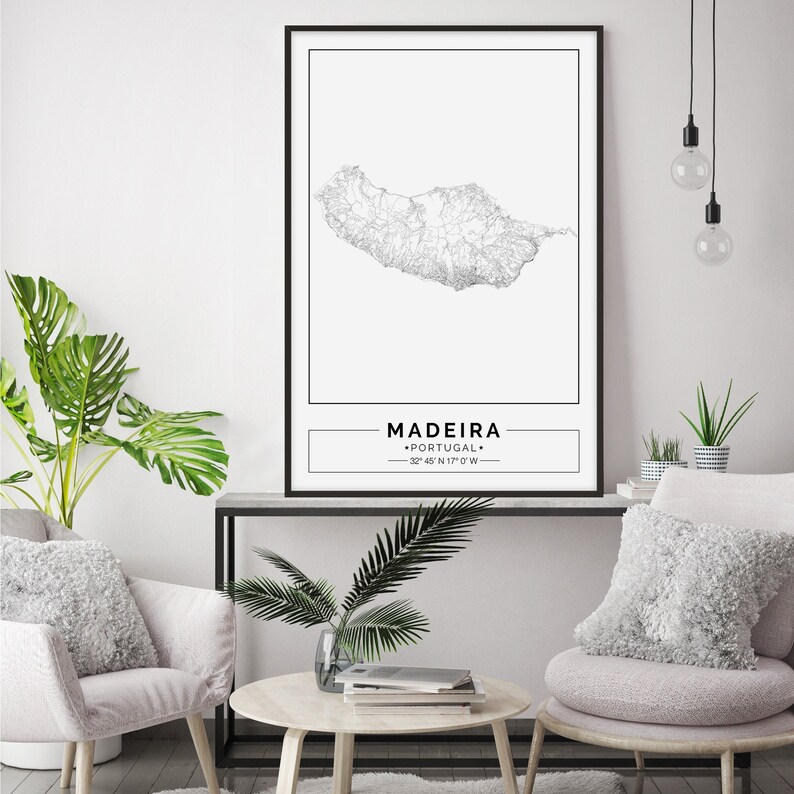 Madeira Map Print Madeira Map Poster Madeira Wall Art | Etsy