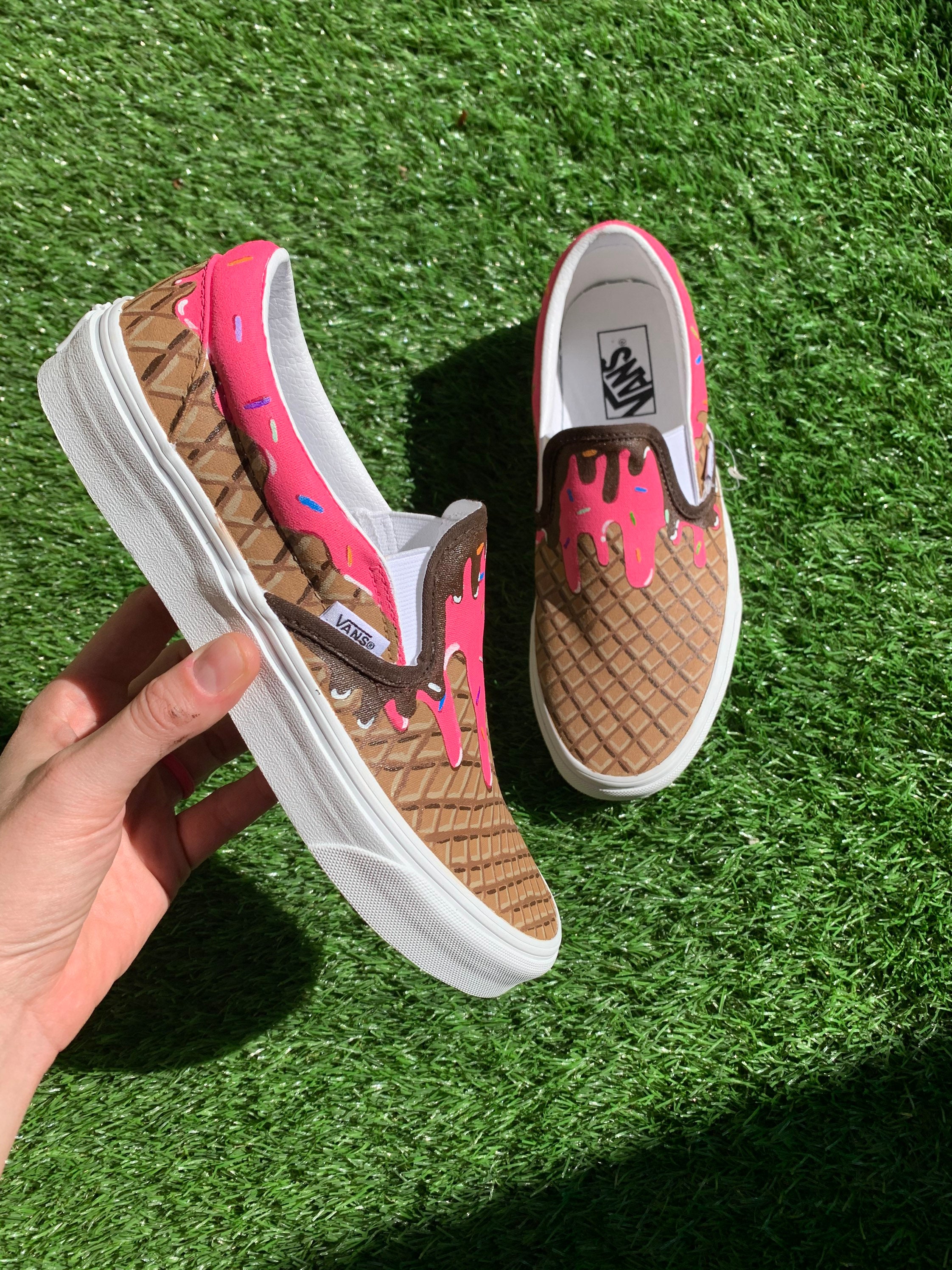 Ice Cream Cone Hand Painted Shoes Custom Vans - Etsy