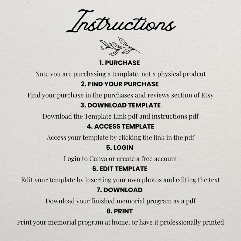 Editable Memorial Program Template for Women | Black & White Floral ...