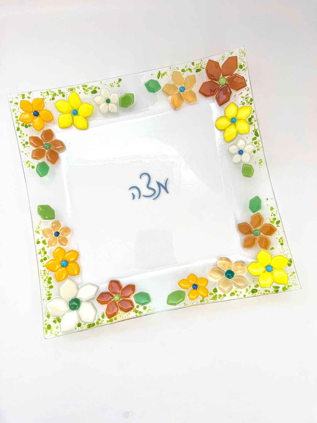 Passover Matzah Tray - Jewish Wedding Gift - Modern Fused Glass Art ...