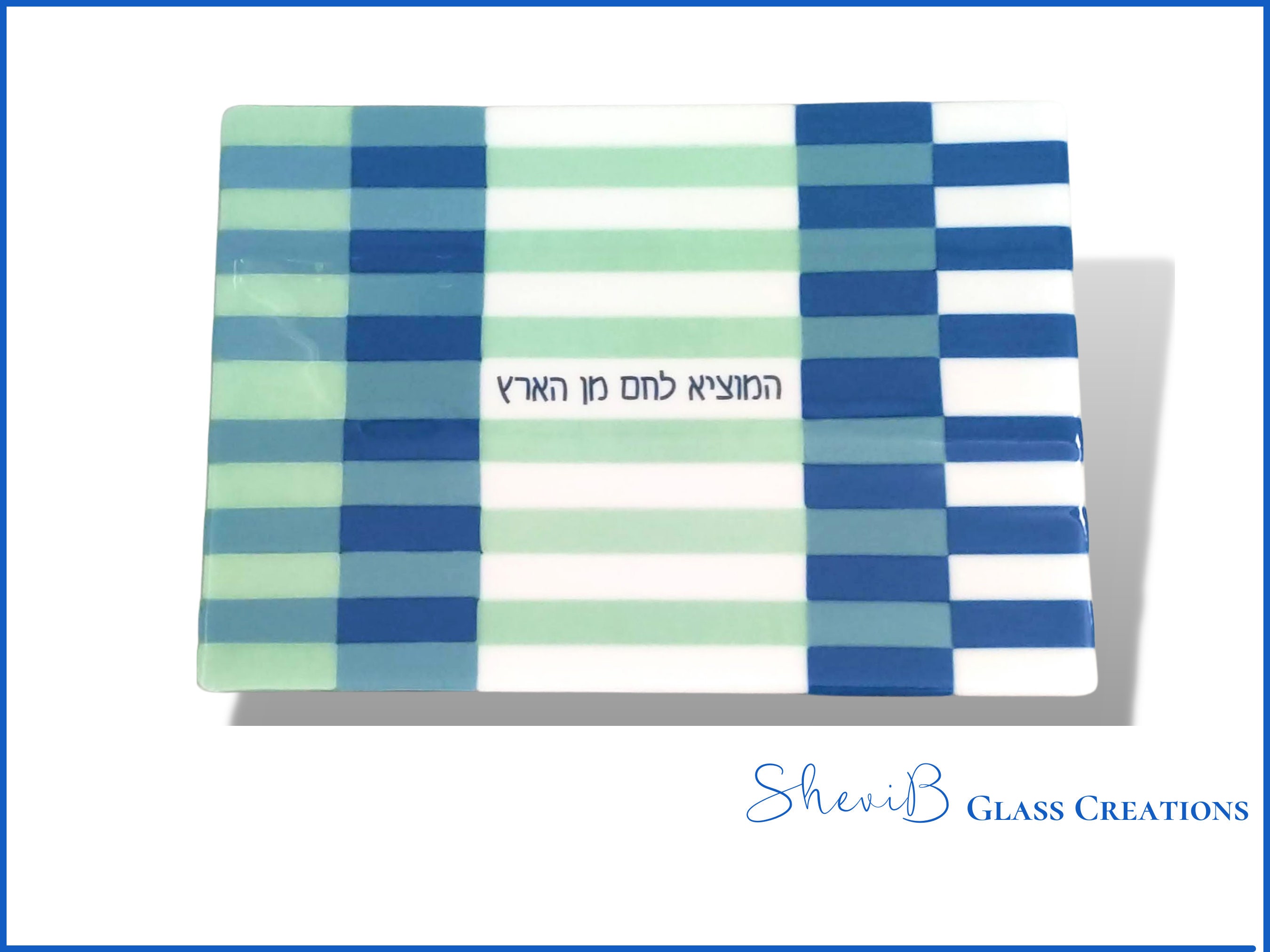 Challah board - blue and white fused glass challah tray - modern ...