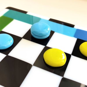 Checker Board Fused Glass - Rainbow Checkerboard Set - Chess Board ...