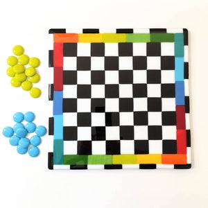 Checker Board Fused Glass - Rainbow Checkerboard Set - Chess Board ...