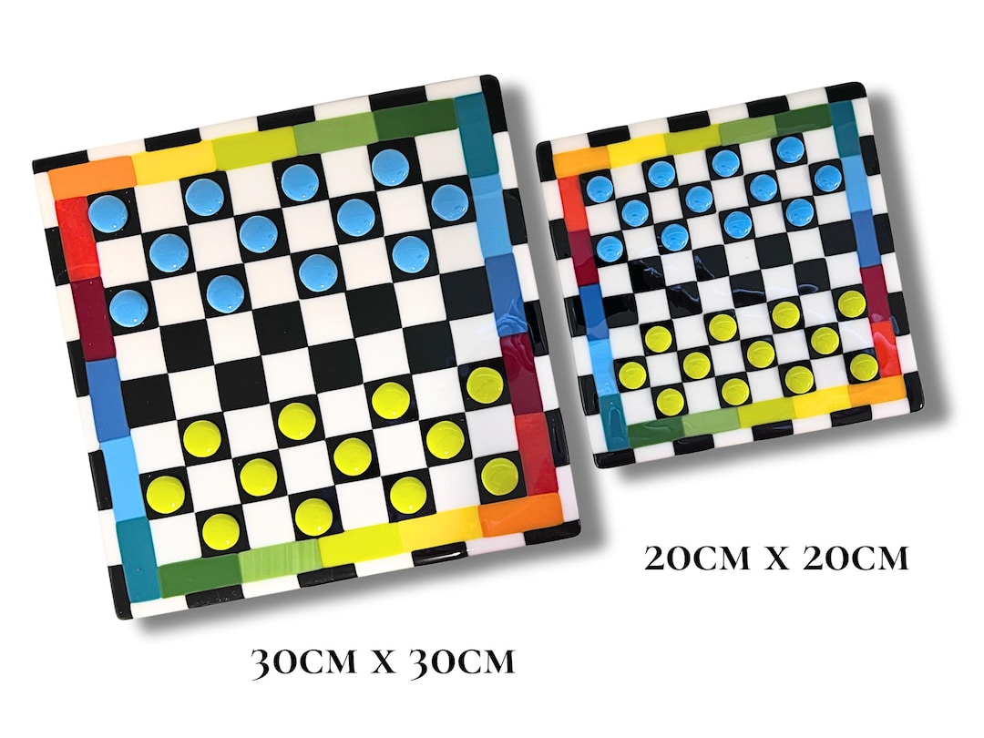 Checker Board Fused Glass - Rainbow Checkerboard Set - Chess Board ...