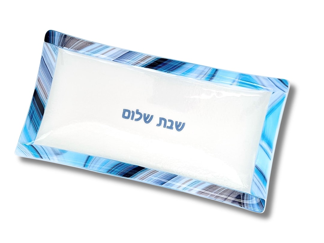 Fused Glass Shabbat Shalom Platter - Challah Tray - Jewish Wedding Gift ...