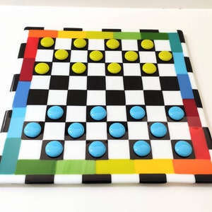 Checker Board Fused Glass - Rainbow Checkerboard Set - Chess Board ...