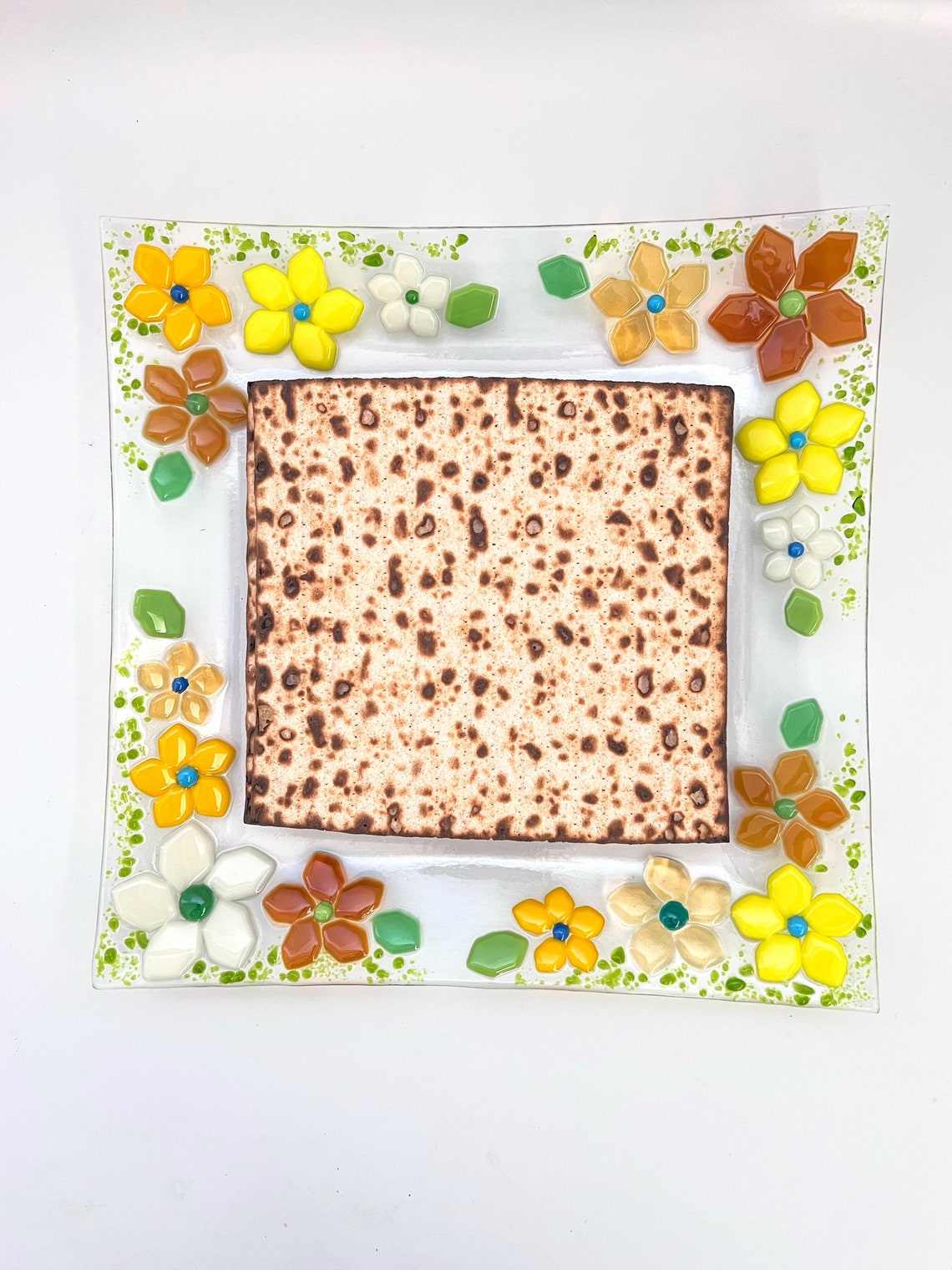 Passover Matzah Tray - Jewish Wedding Gift - Modern Fused Glass Art ...