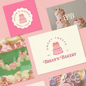 Vintage Bakery Logo: Premade Retro Cake Logo and Brand Design (digital ...