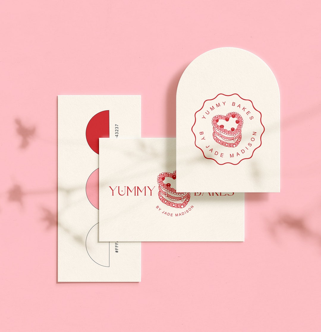 Vintage Cake Logo Premade Cute 70s Cake Logo, Bakery Cake & Cupcake ...