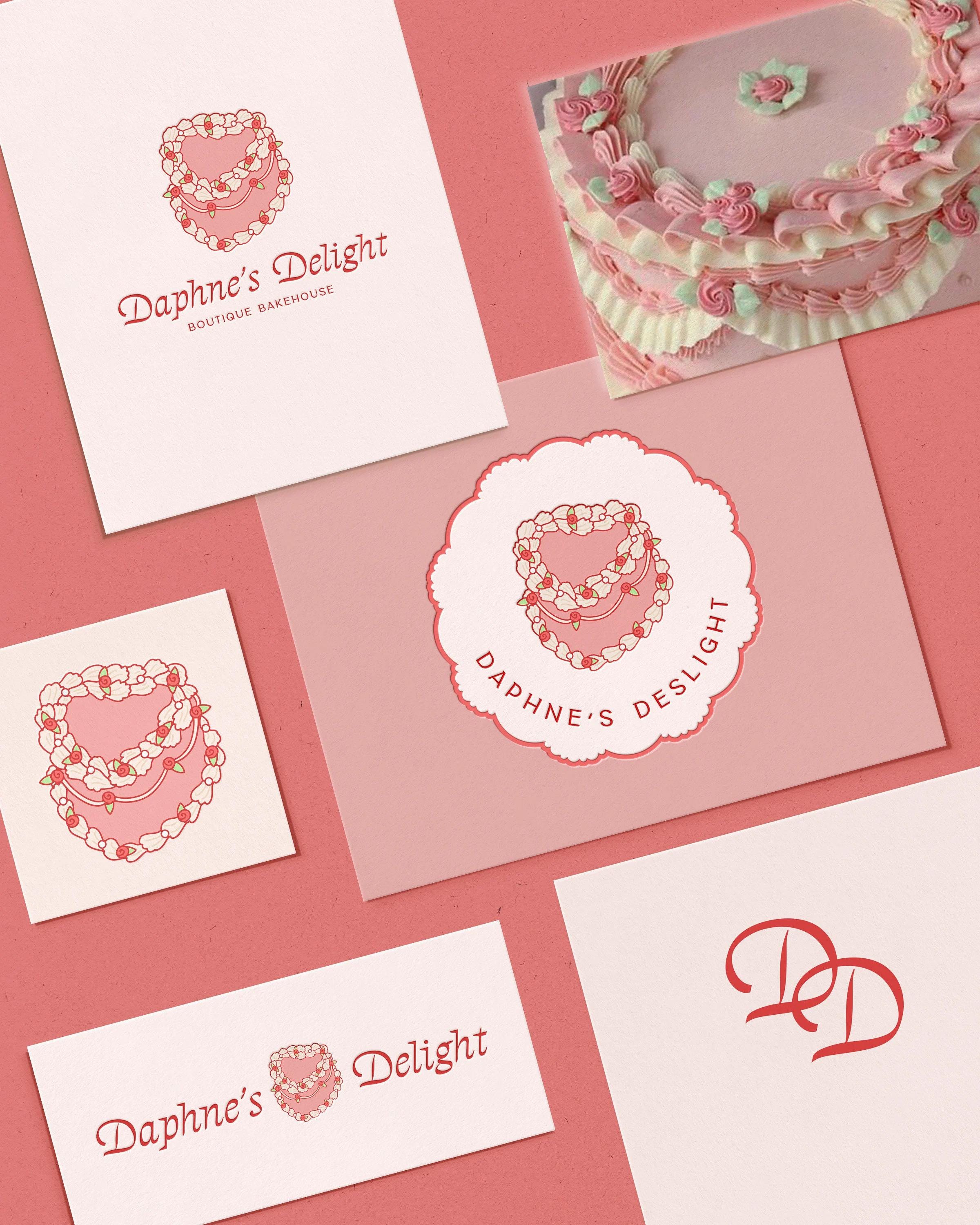 Vintage Cake Logo: 70s Bakery Branding, Pink Cherry Logo Design ...