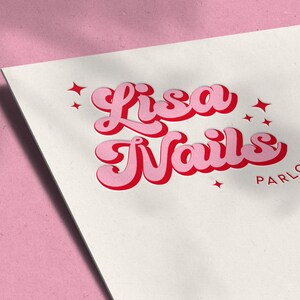 Retro Beauty Logo Bundle: Pink 70s Bohemian Design (digital File) - Etsy