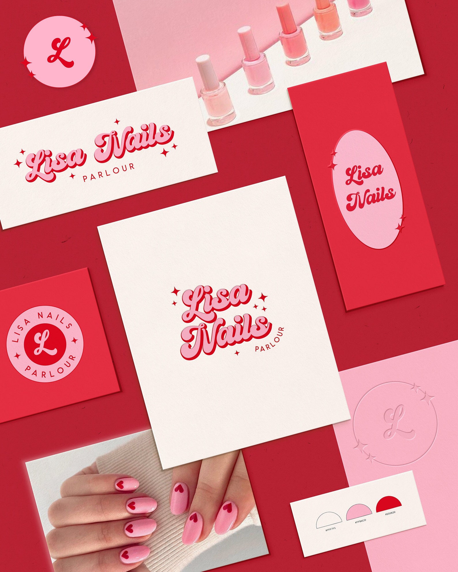 Retro Beauty Logo Bundle: Pink 70s Bohemian Design (digital File) - Etsy