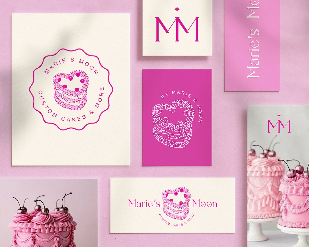 Vintage Cake Logo Premade Cute 70s Cake Logo Bakery Cake & - Etsy