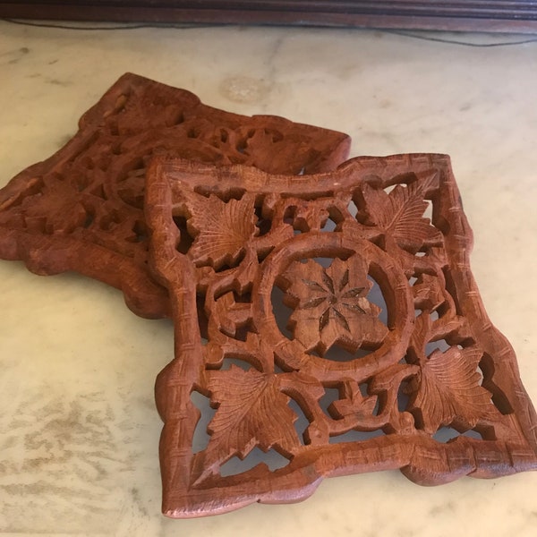 Carved Wood Trivet - Etsy