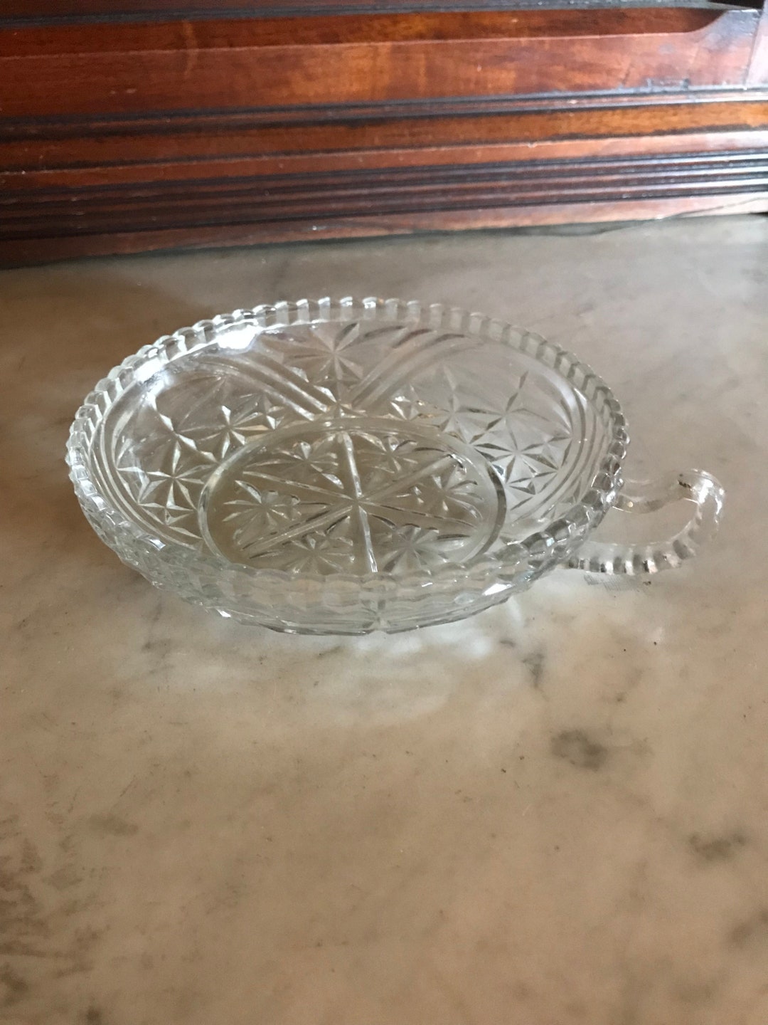 Vintage Pressed Glass Candy Dish -- Mid-century Modern Clear Glass Bowl ...