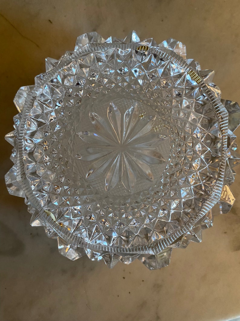 Beautiful Crystal Ashtray Heavy Vintage Ashtray MCM Tobacciana Round ...